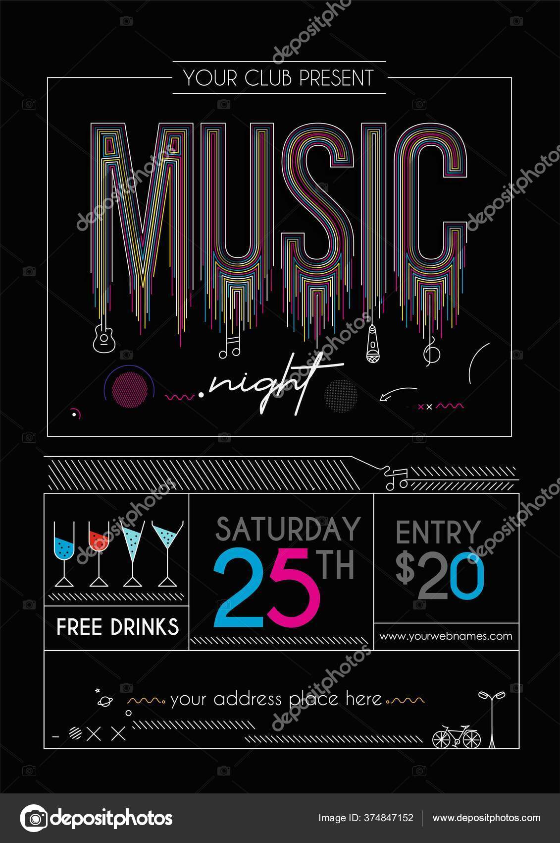 Music Party Brochure Flyer Magazine Cover Poster Template Vector ...