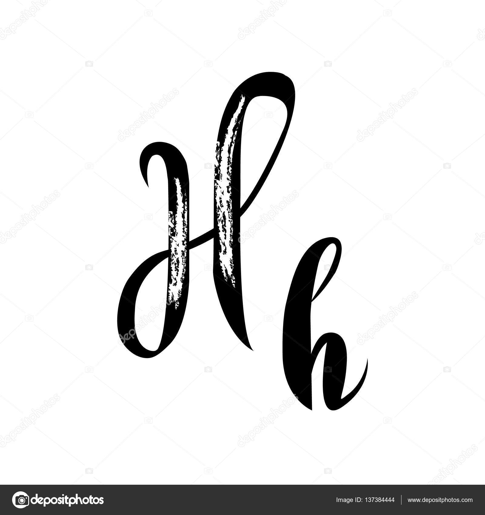 H En Cursiva 3d Alphabet Font Set Handwritten Letters Stock Vector
