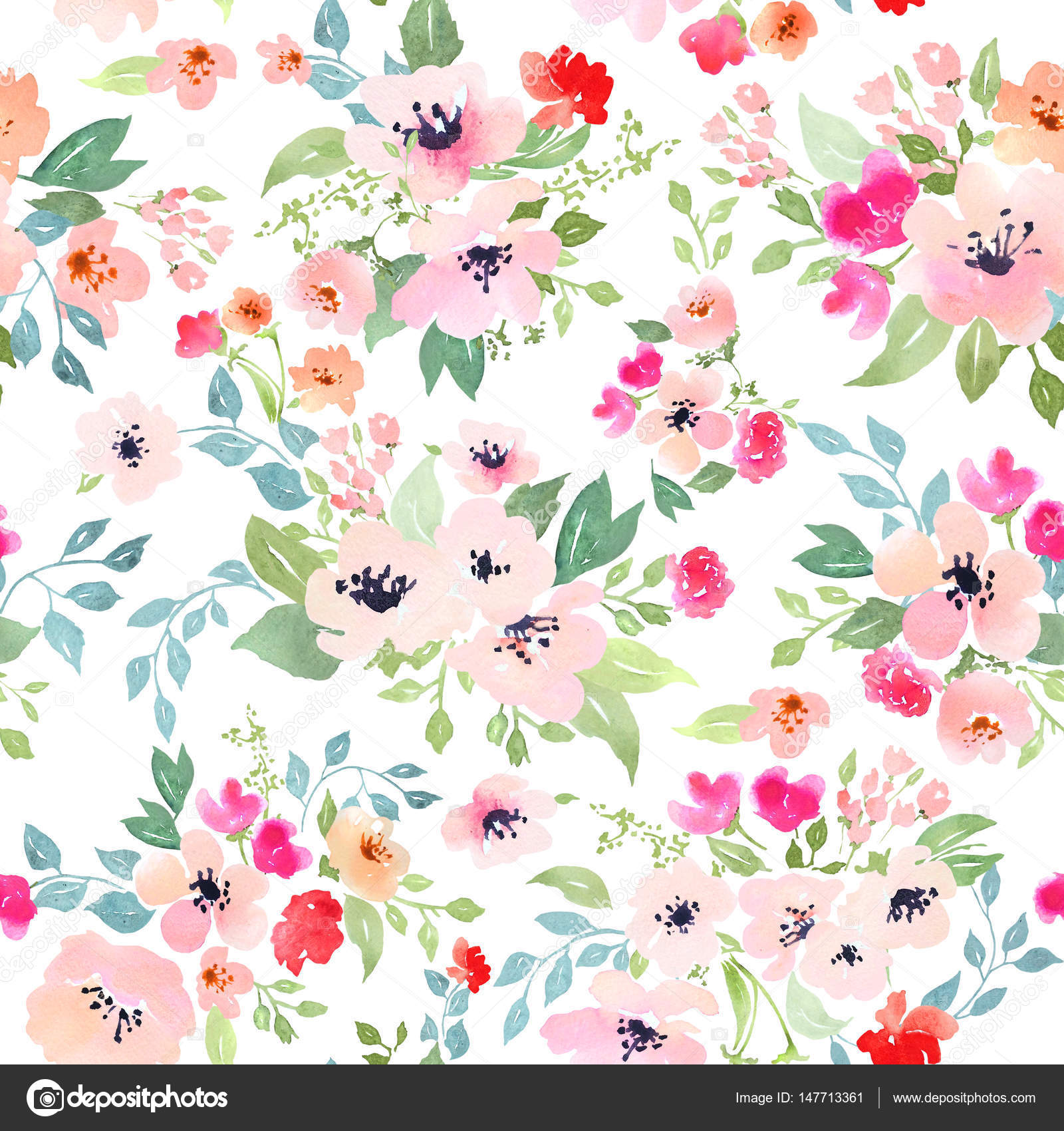 Watercolor floral pattern — Stock Photo © yaskii #147713361