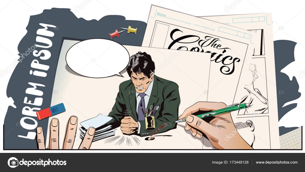 Angry businessman knocks on table with his fist. Stock illustrat Stock ...