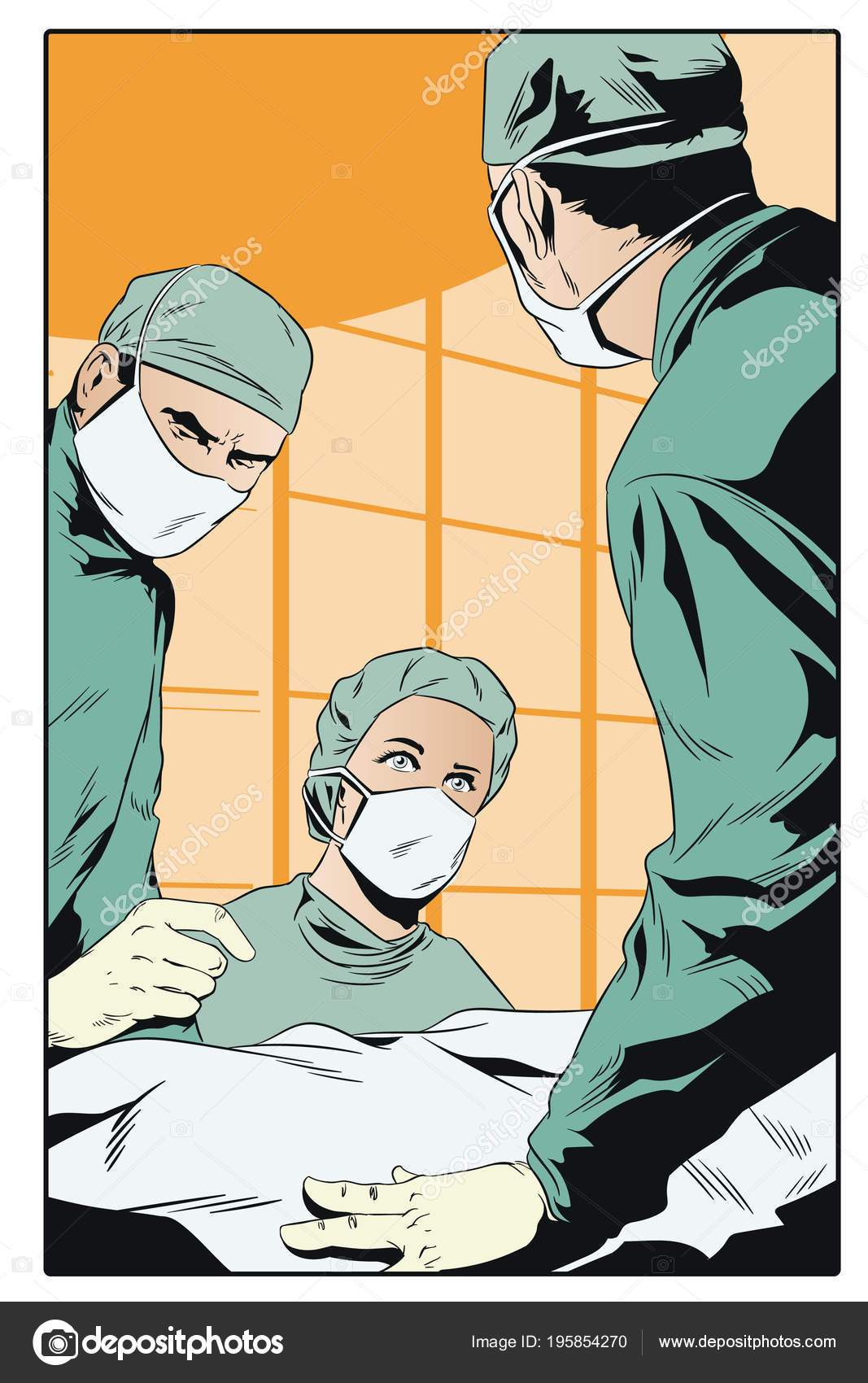 Stock Illustration Doctors Surgical Masks Operation Stock Vector by ...