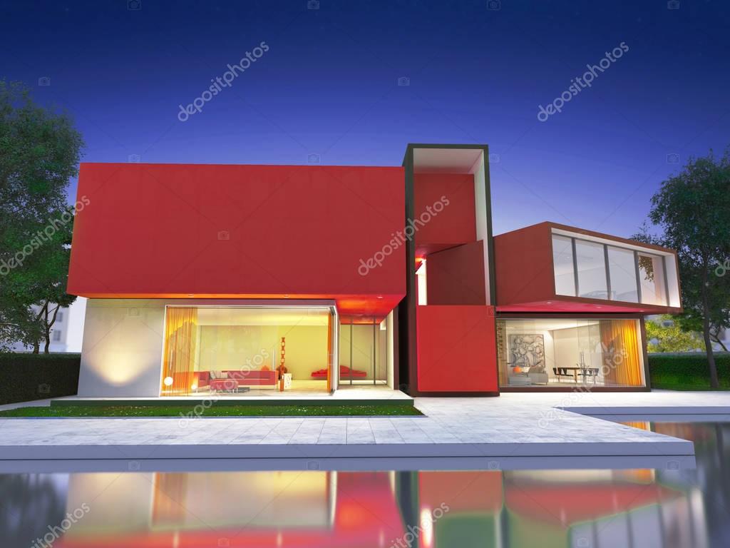 Modern red house — Stock Photo © franckito #128807252