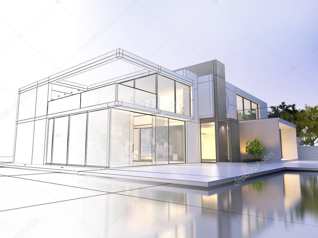 House from draft to real — Stock Photo © franckito #130172152