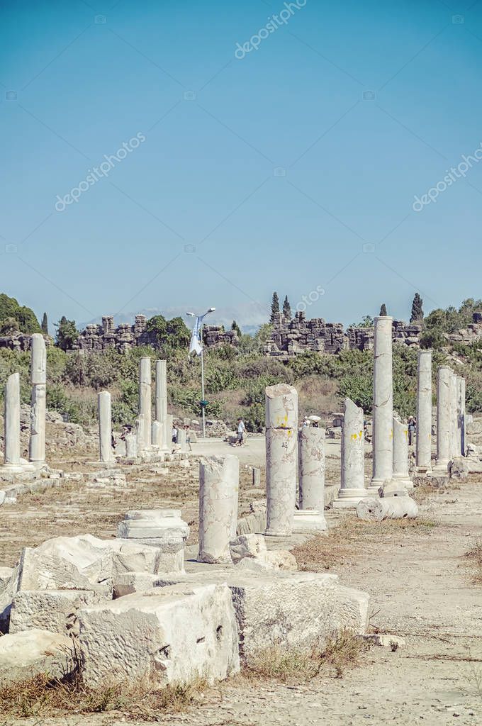 Side Columnated Street Ruins — Stock Photo © Tonygers #150526026