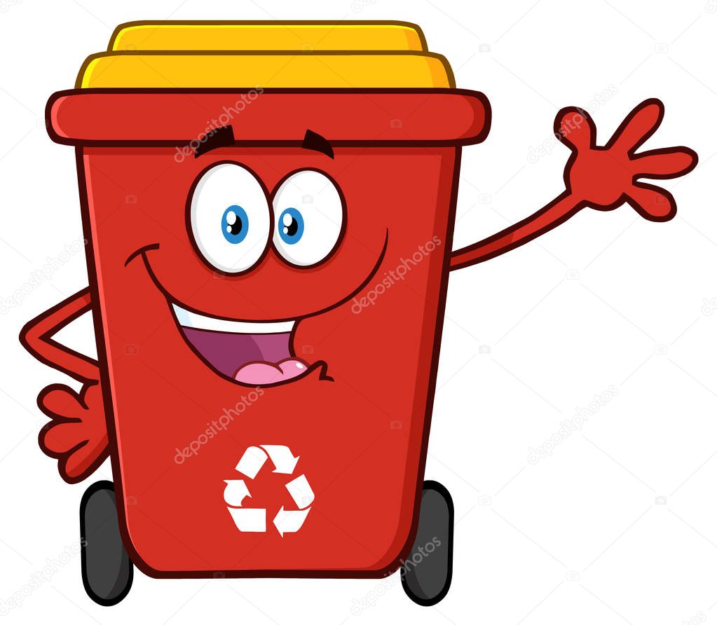 Happy Red Recycle Bin Cartoon — Stock Vector © Hittoon 141909694