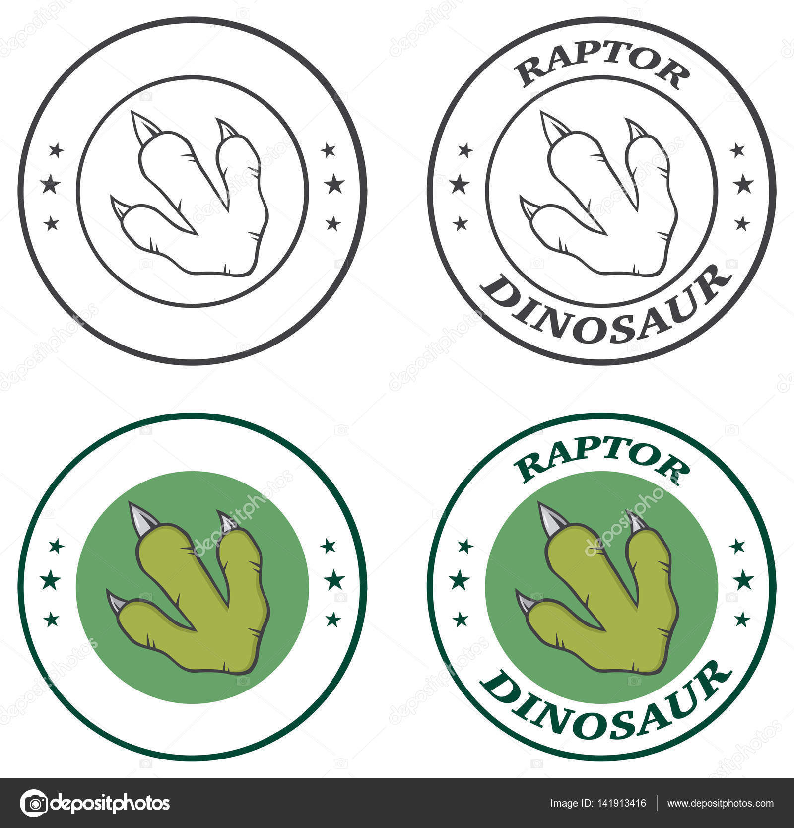 Dinosaur Footprint With Claws Circle — Stock Vector © HitToon #141913416