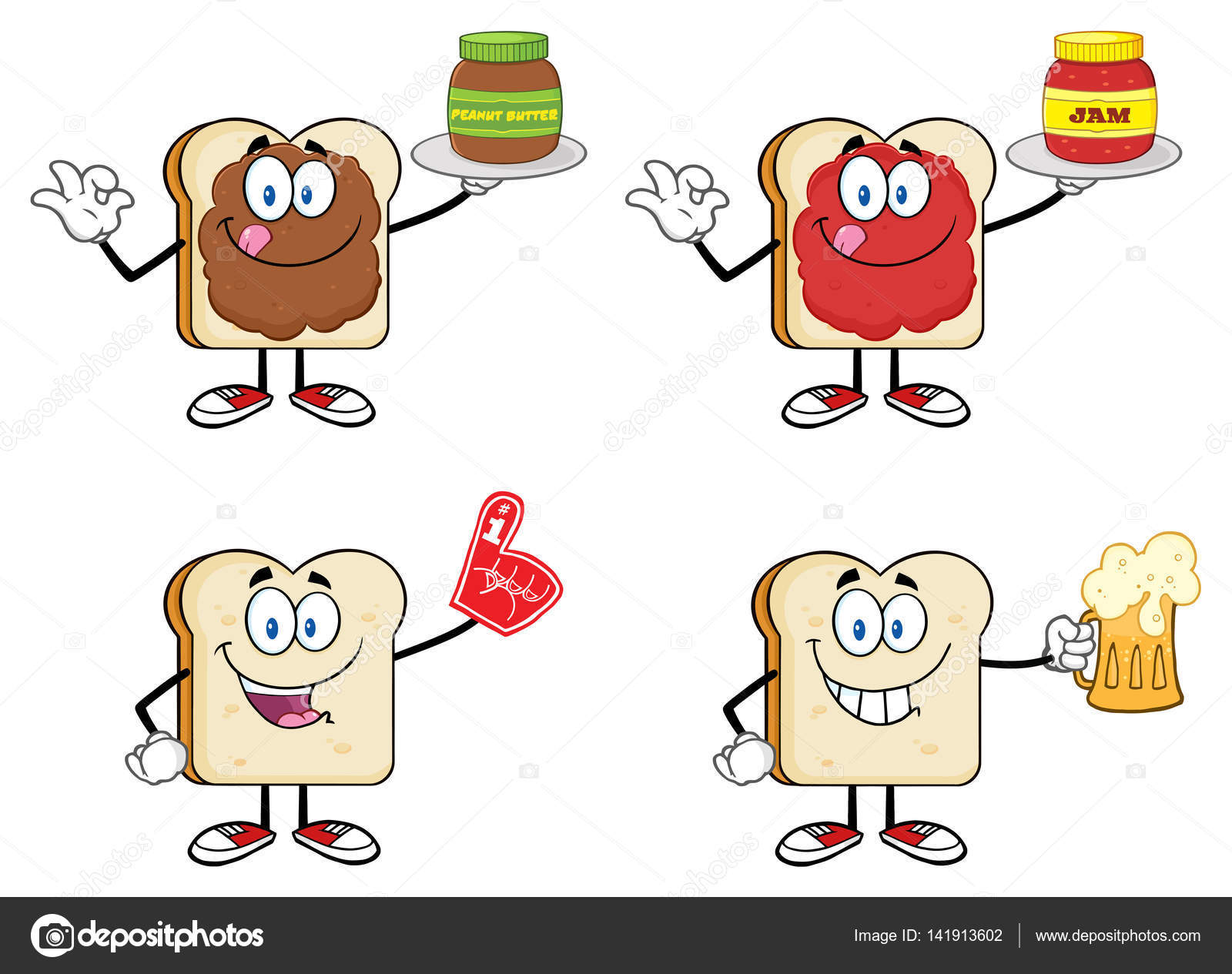 Bread Slice Cartoon Mascot Characters Stock Vector Image by ©HitToon ...