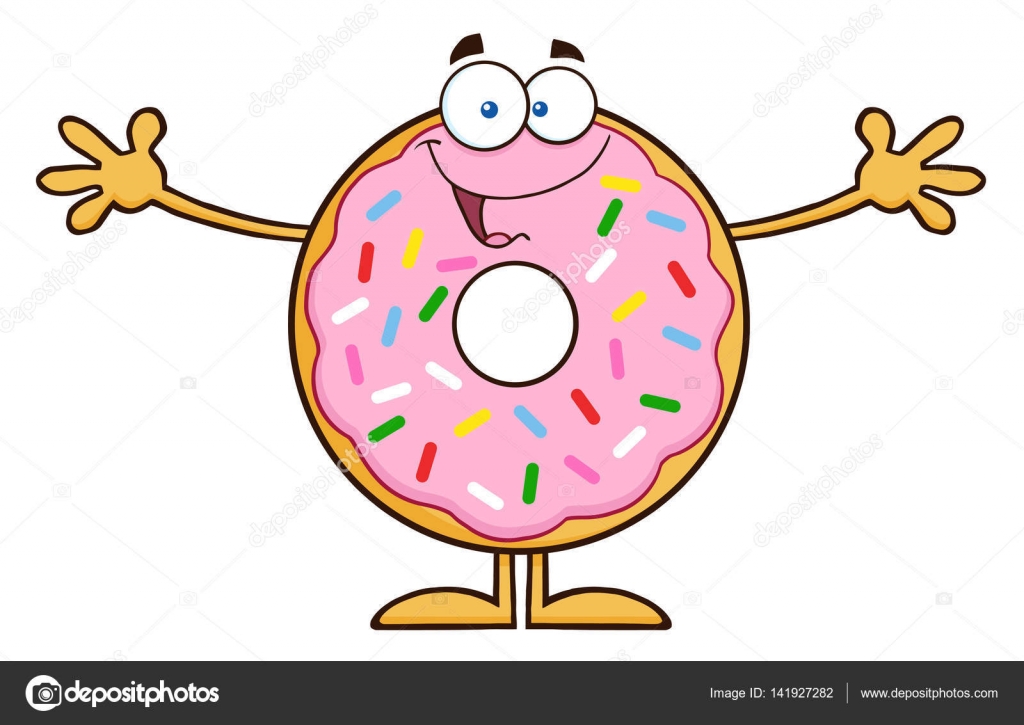 Happy Donut Cartoon Character. — Stock Vector © HitToon #141927282