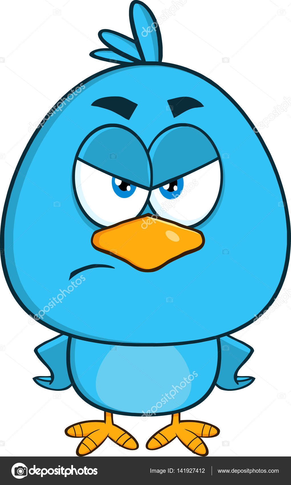 Carácter de dibujos animados Angry Blue Bird . Vector de stock ...