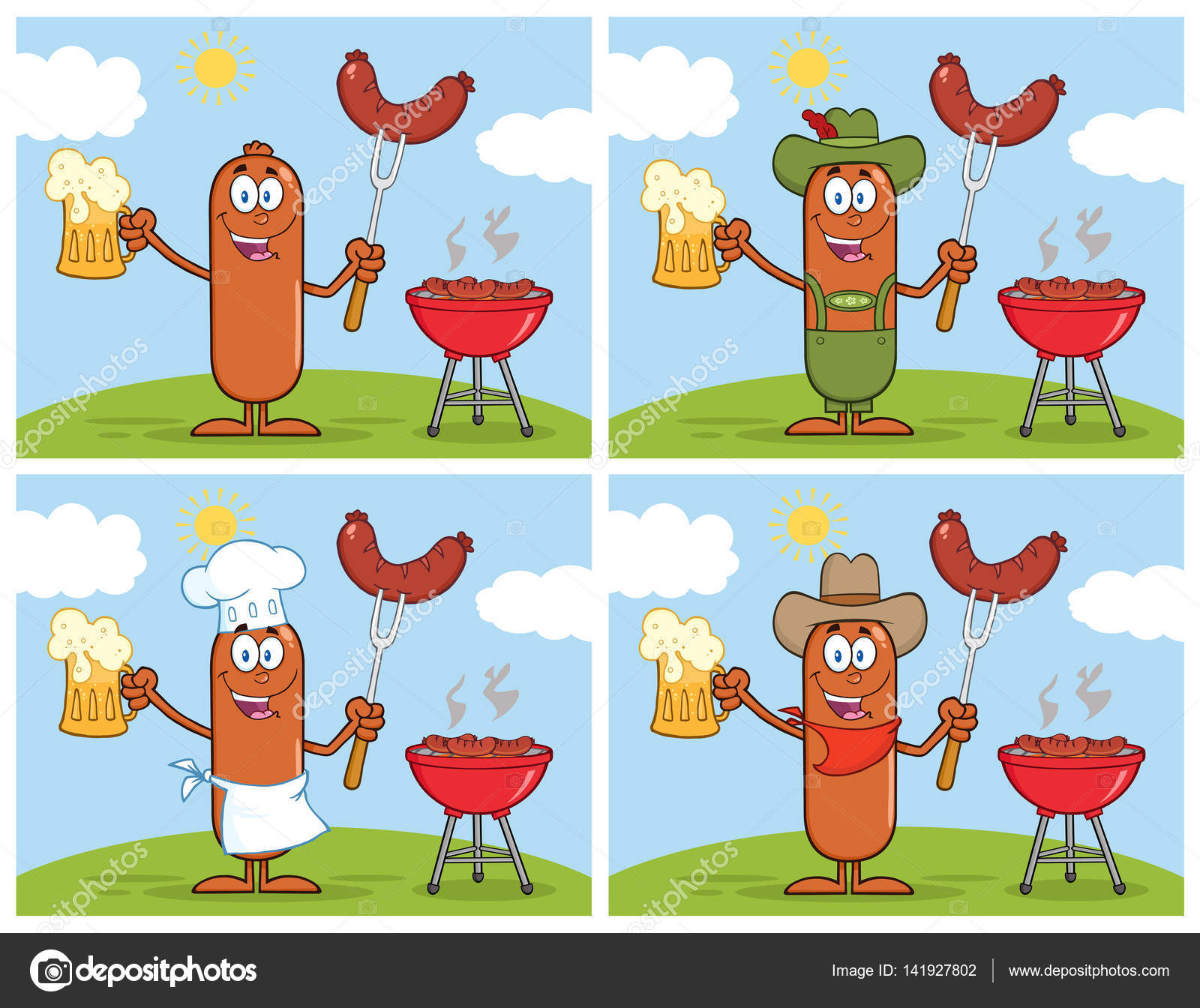 Sausage Cartoon Character Stock Vector by ©HitToon 141927802