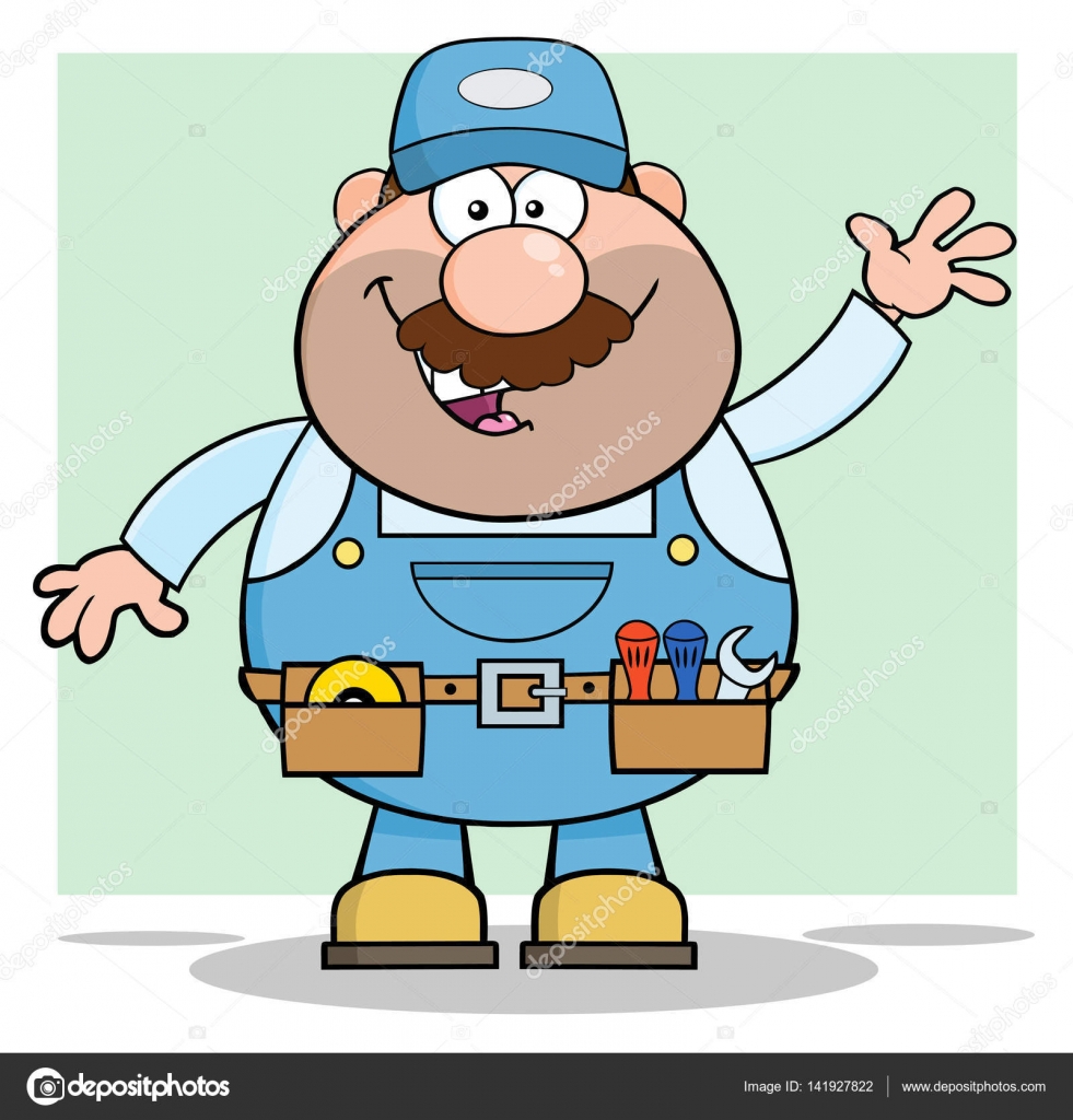 Mécanicien souriant personnage de bande dessinée image vectorielle par ...