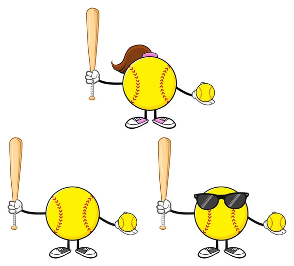 Softball Cartoon Mascot Character Stock Illustration by ©HitToon #141922568
