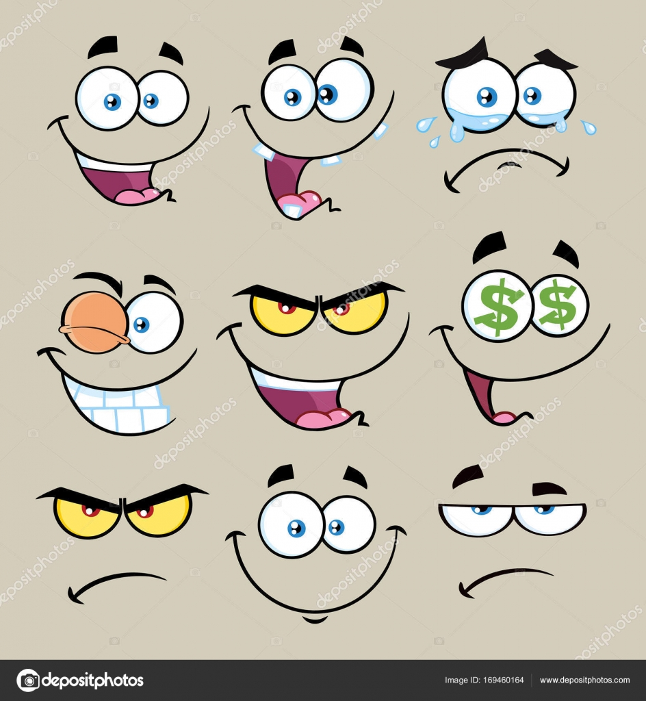Set of face expressions Stock Vector Image by ©HitToon #169460164