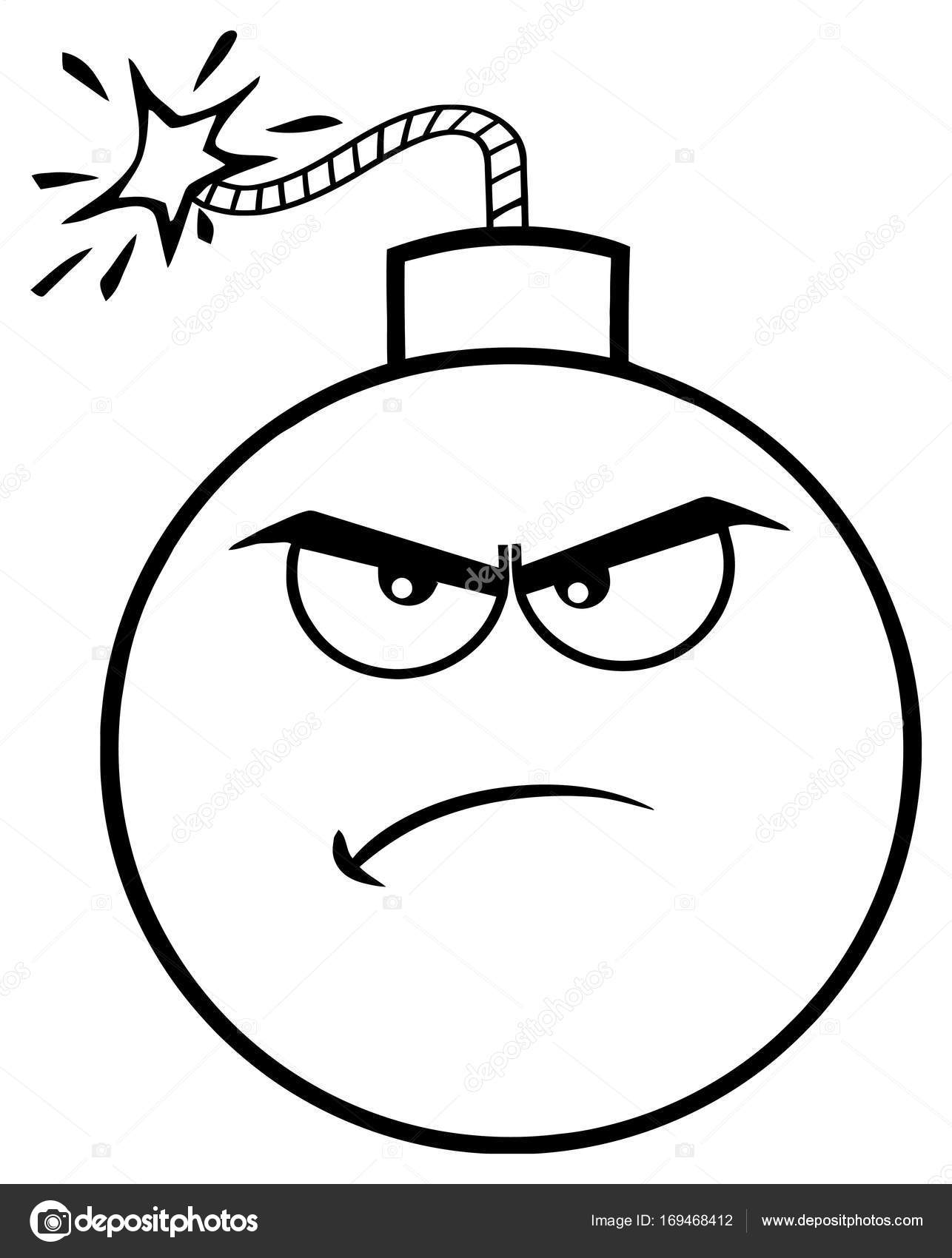 Aggressive Cartoon Face Bomb Stock Vector by ©HitToon 169468412