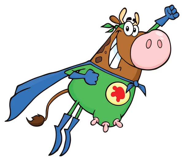 Super Hero Cow Cartoon Mascot Character Flying Vector Illustration ...