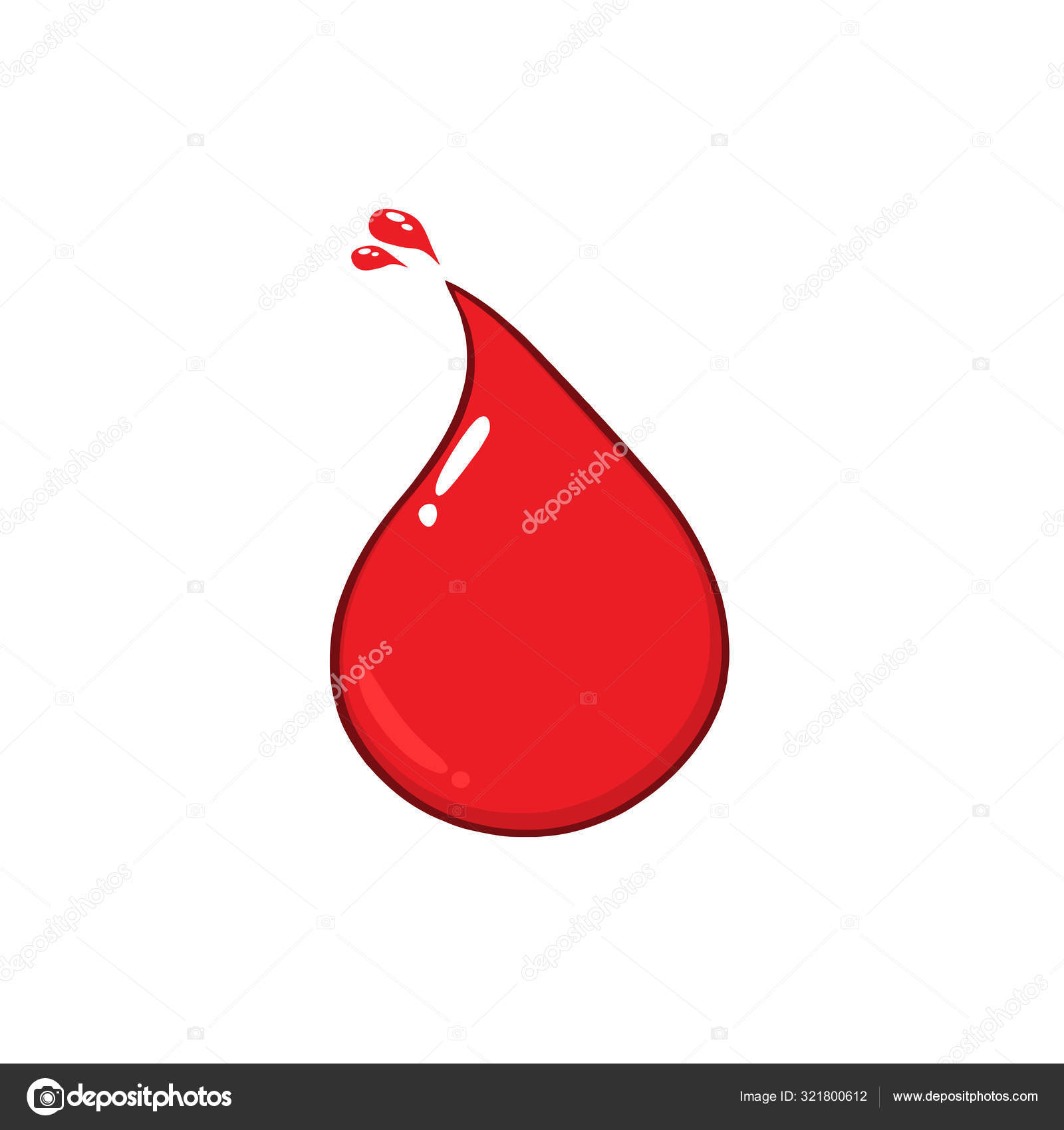 Caractère Bande Dessinée Goutte Sang Rouge Illustration Vectorielle ...