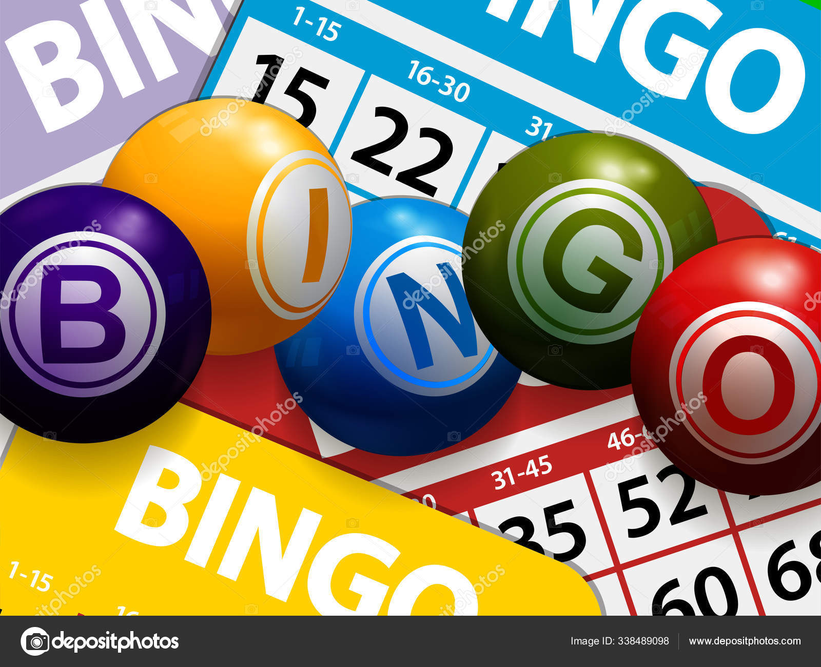 Bolas de bingo 3D en tarjetas de bingo Vector de stock #338489098 de ...