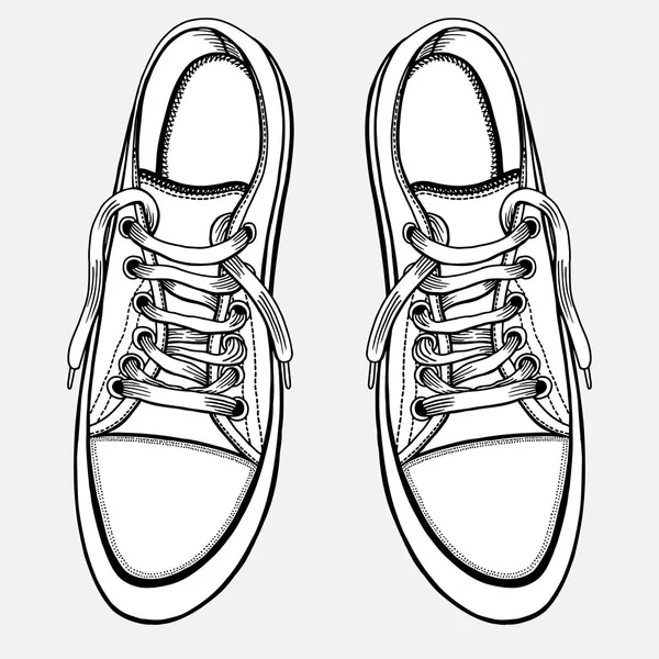 Kézzel készített cipők sport cipő vektoros rajz illusztráció — Stock ...