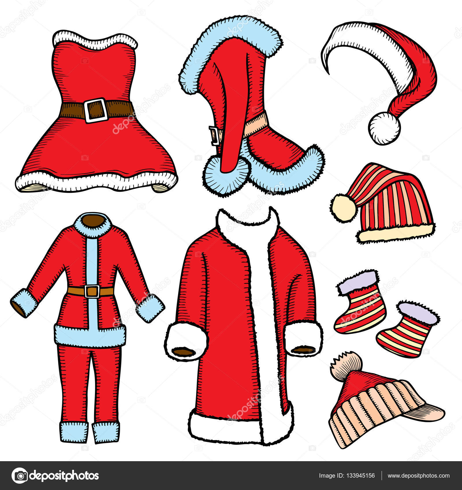 Doodle costumes Santa Claus Stock Illustration by ©frescomovie #133945156