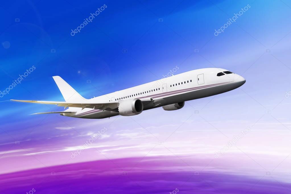 Flying plane in beautiful sky Stock Photo by ©ssuaphoto 129727700