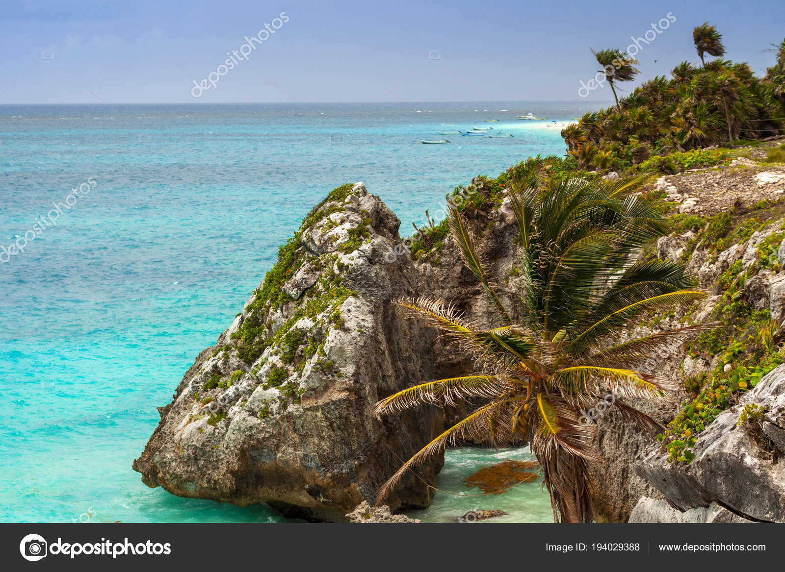 Caribbean Beach Cliff Tulum Mexico Stock Photo by ©Patryk_Kosmider ...
