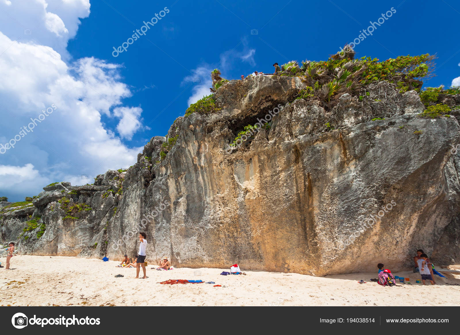 Tulum Mexico July 2011 Idyllic Beach Tulum People Swiming Caribbean ...