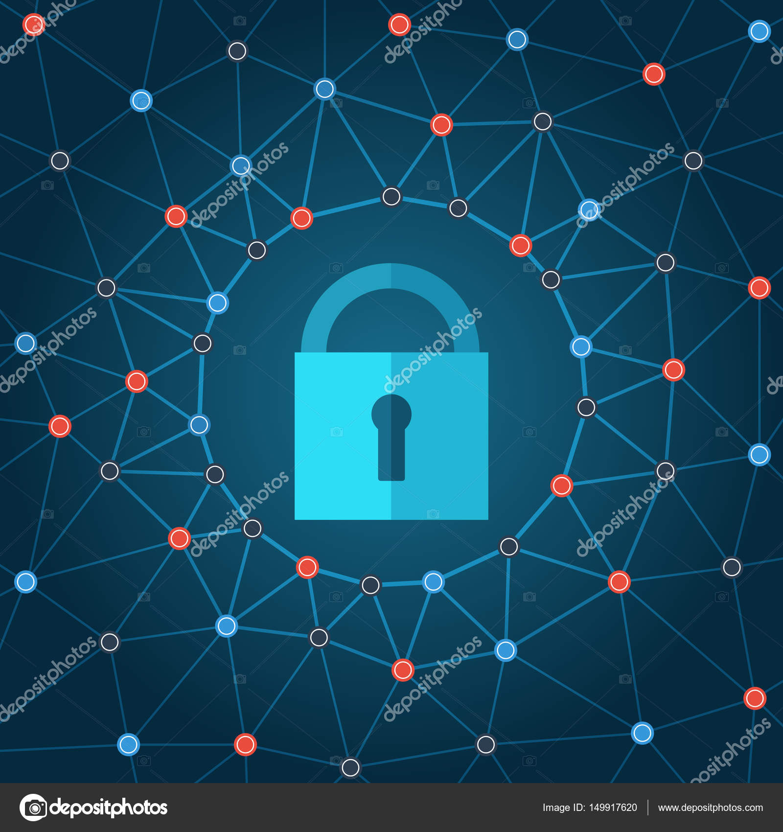 Global IT security protection concept. Web background with closed ...