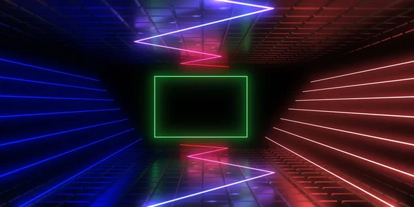 Latar belakang abstrak 3D dengan lampu neon. neon tunnel.3d illustra — Stok Foto © andreync ...