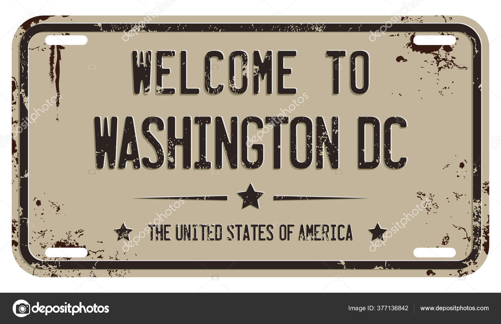 Welcome Washington Message Damaged License Plate Stock Vector by ...