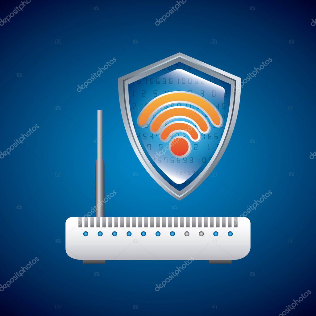 Conexión wifi e icono del router Vector de stock #125080662 de ©yupiramos