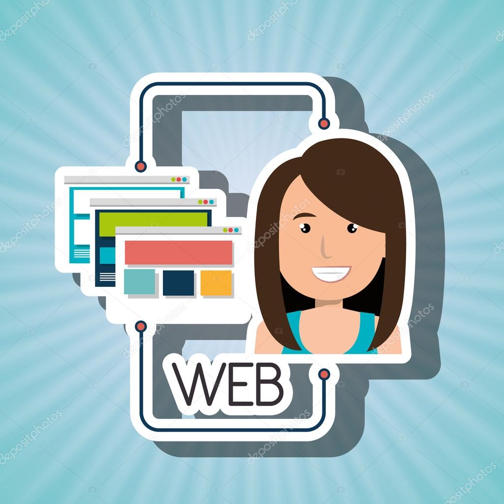 Woman cartoon web page Stock Vector Image by ©yupiramos #125758928