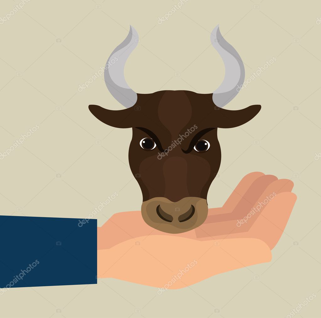 Hand and bull face Stock Vector by ©yupiramos 126129556