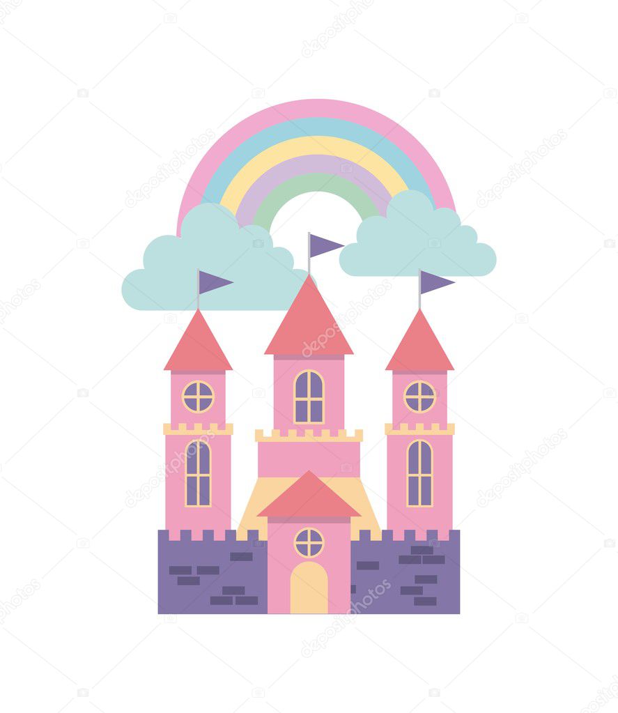 Lindo castillo de fantasía rosa Vector de stock por ©yupiramos 126384098