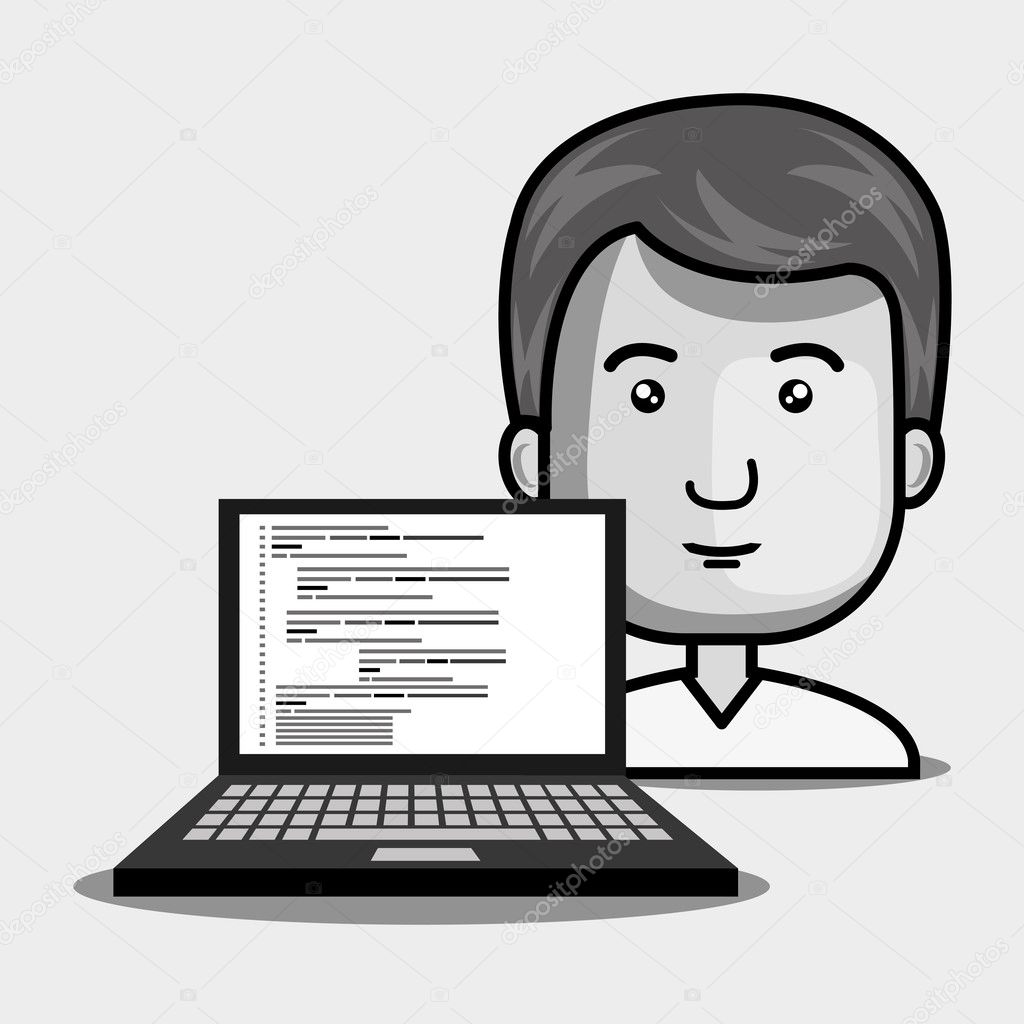 Avatar man and laptop Stock Vector Image by ©yupiramos #127118262