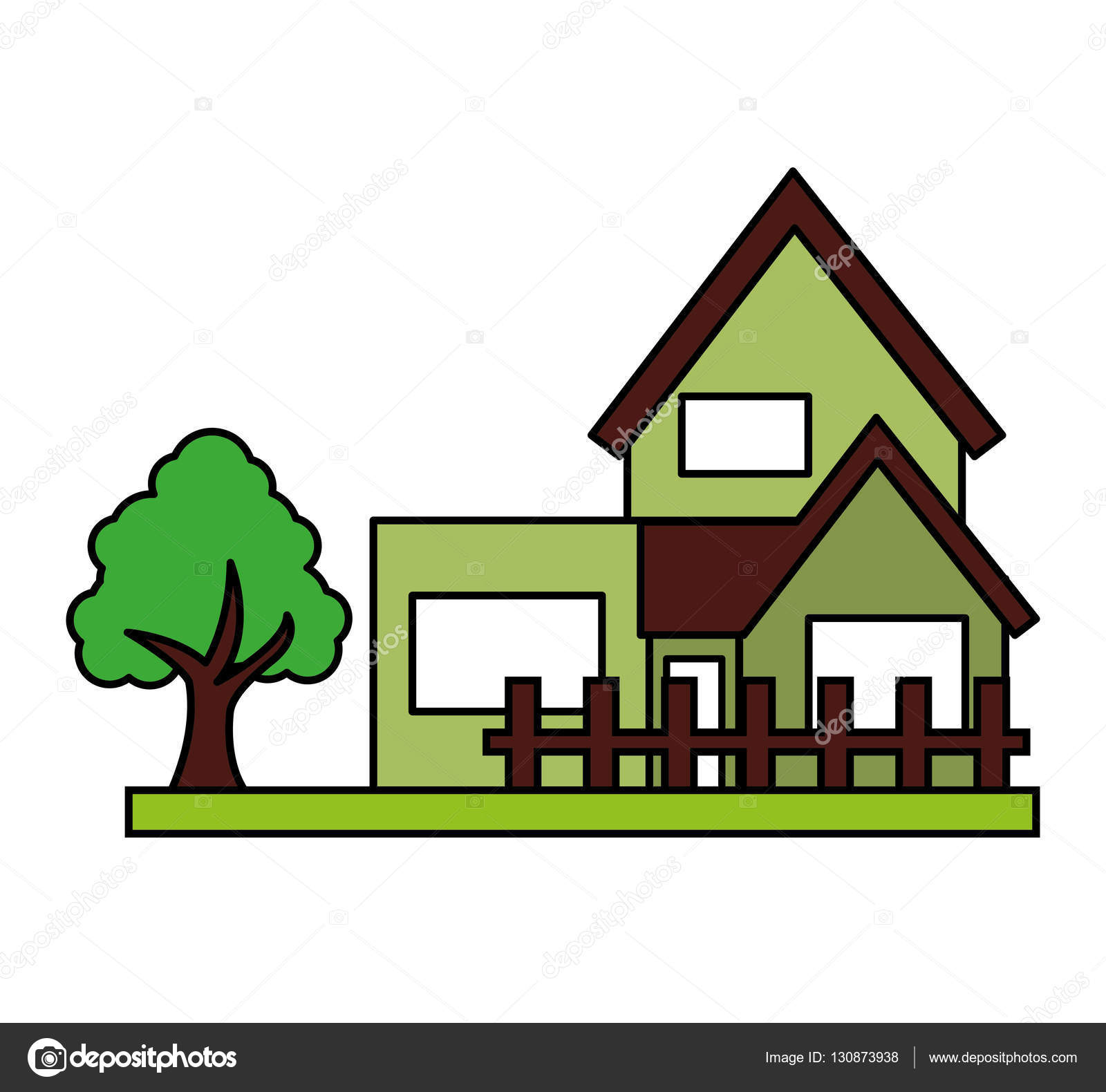 Exterior house isolated icon Stock Vector by ©yupiramos 130873938
