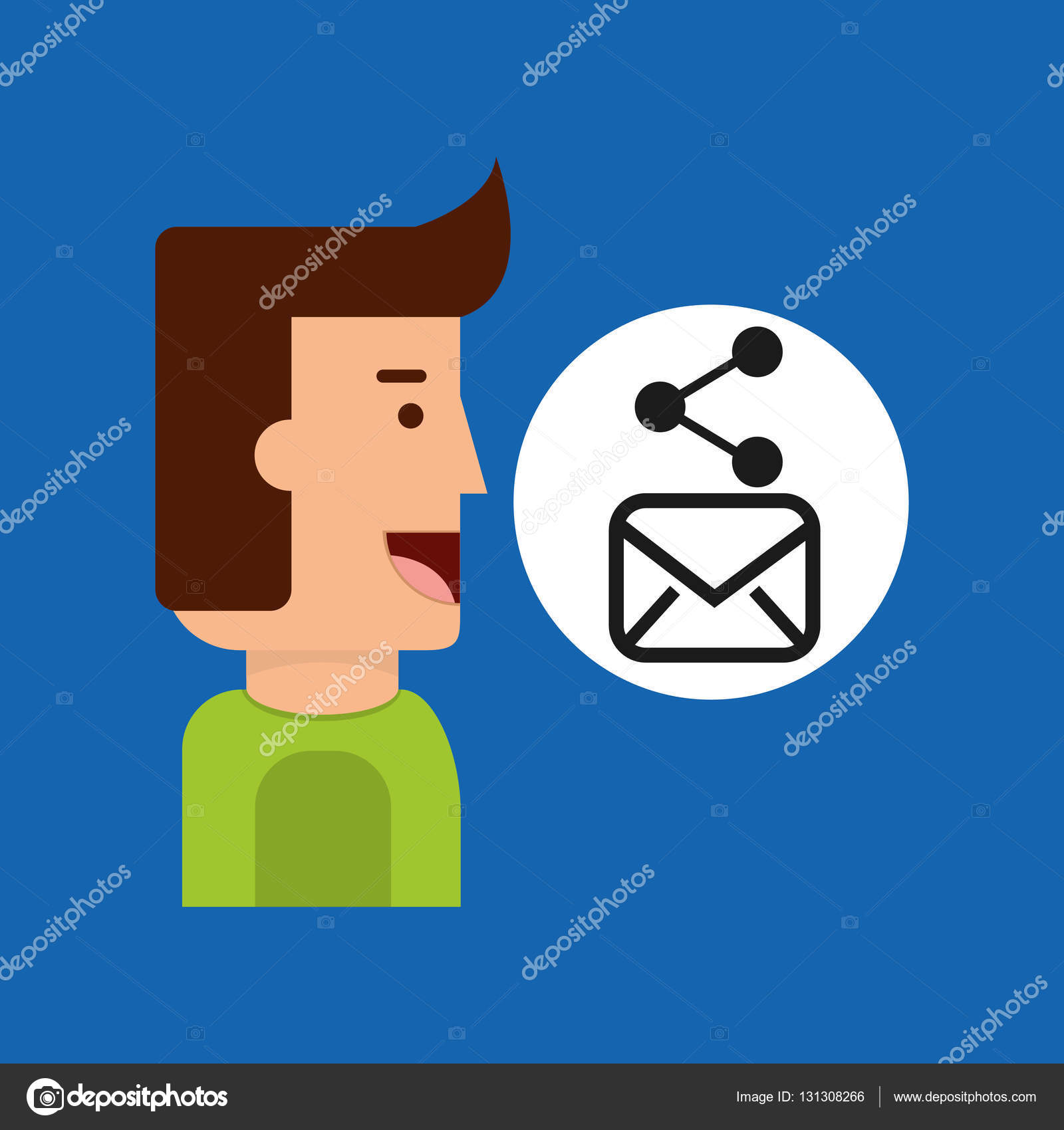 Cartoon man tablet email message sharing Stock Vector Image by ...