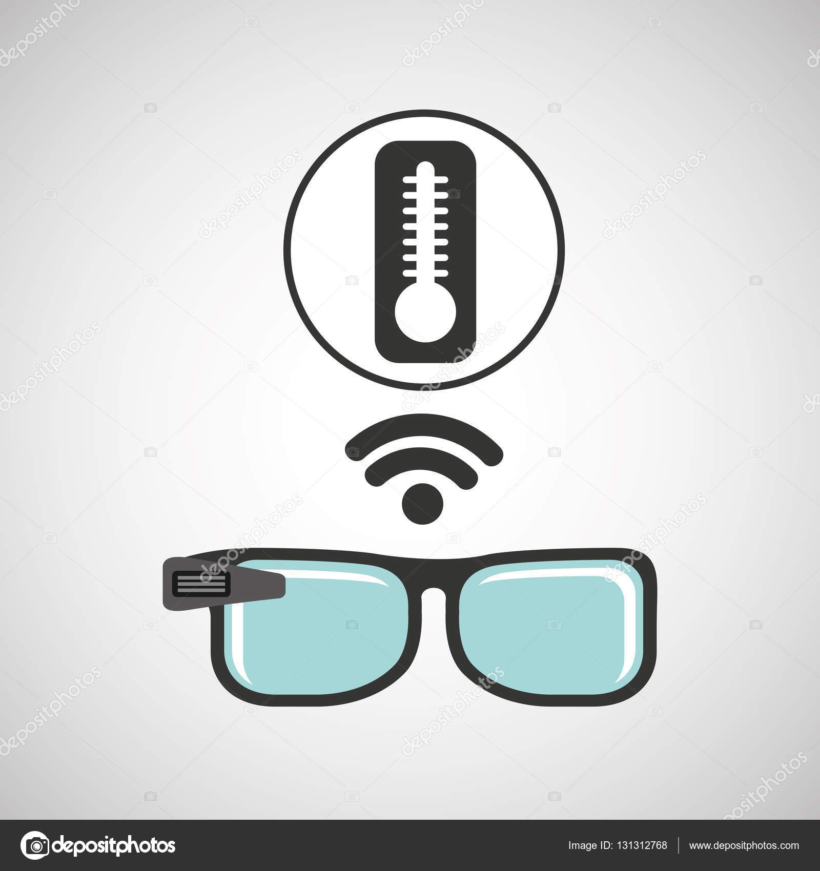 Smart glasses connected thermometer temperature Stock Vector by ©yupiramos 131312768