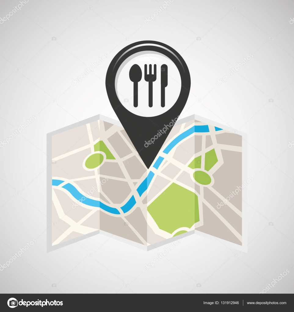 Restaurant map pin pointer design Stock Vector by ©yupiramos 131912946