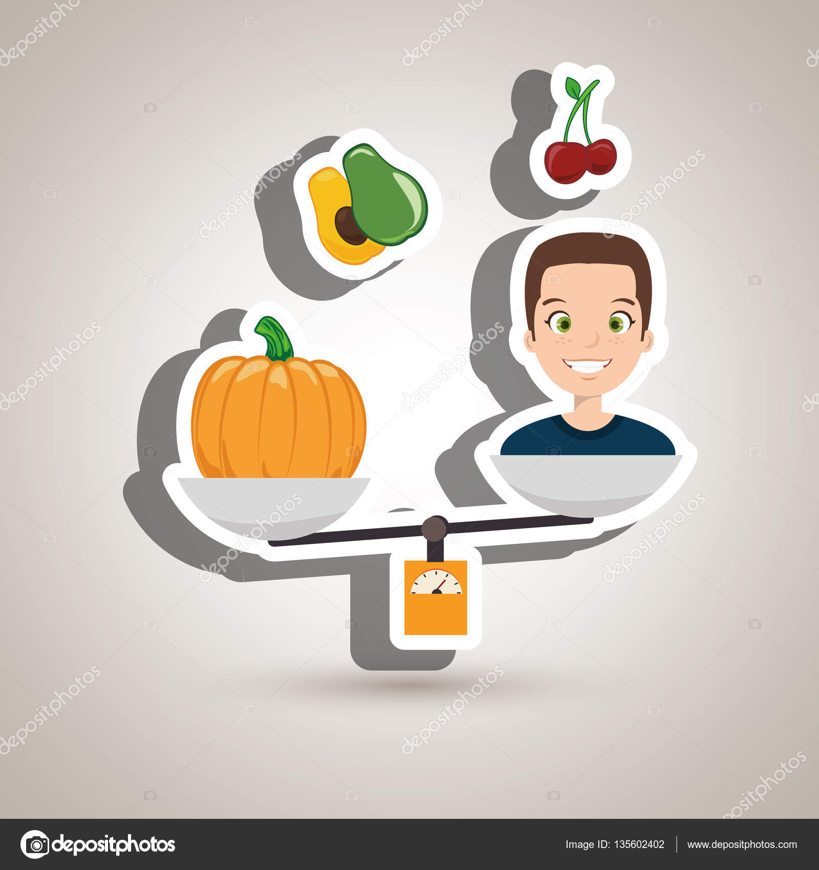Man cartoon vegetable organic balance Stock Illustration by ©yupiramos ...
