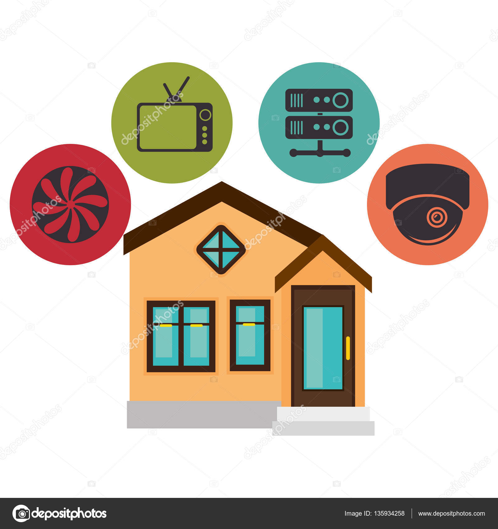 Smart home technology icon Stock Vector Image by ©yupiramos #135934258
