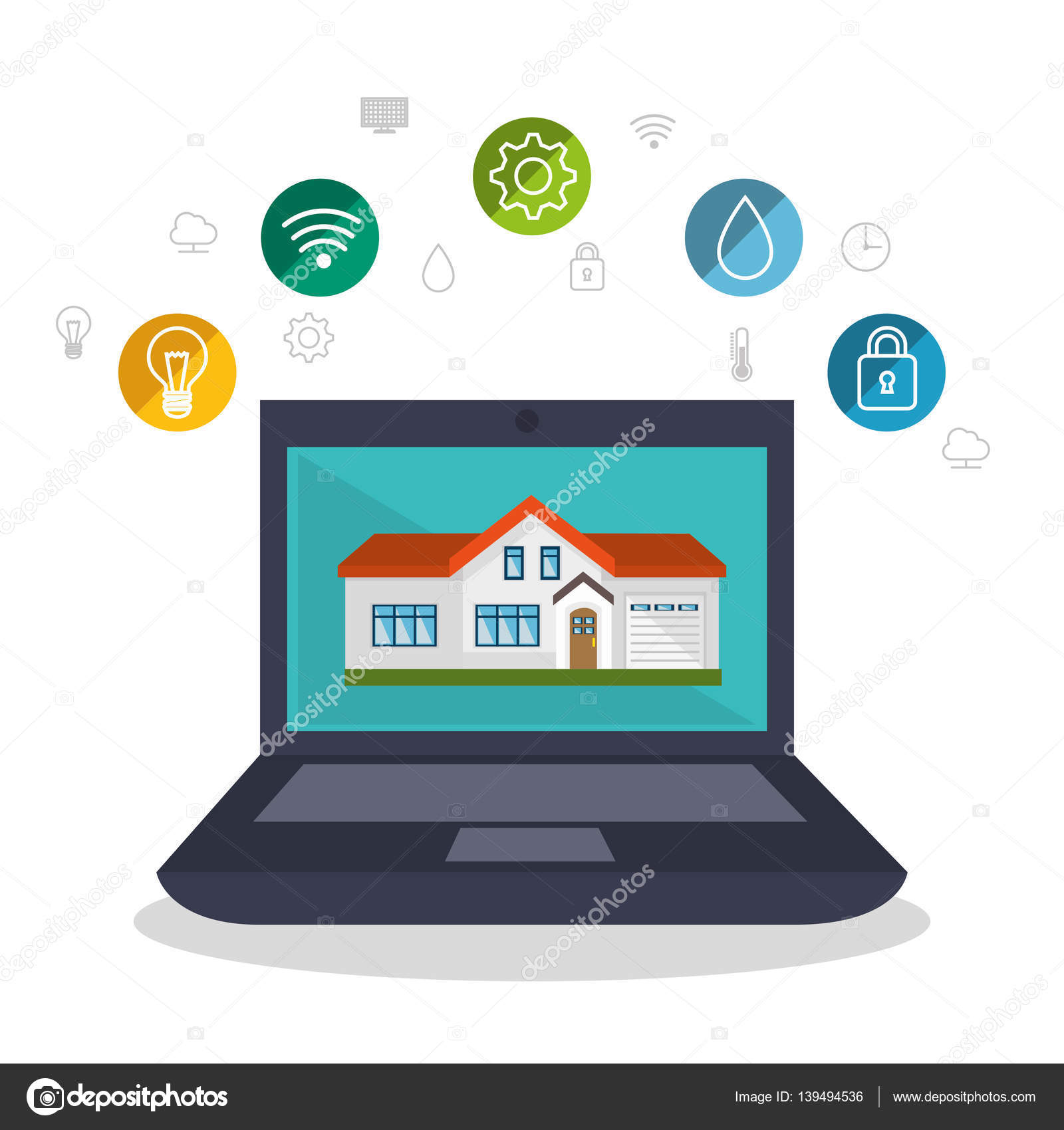 Smarthome technology isolated icon Stock Vector by ©yupiramos 139494536