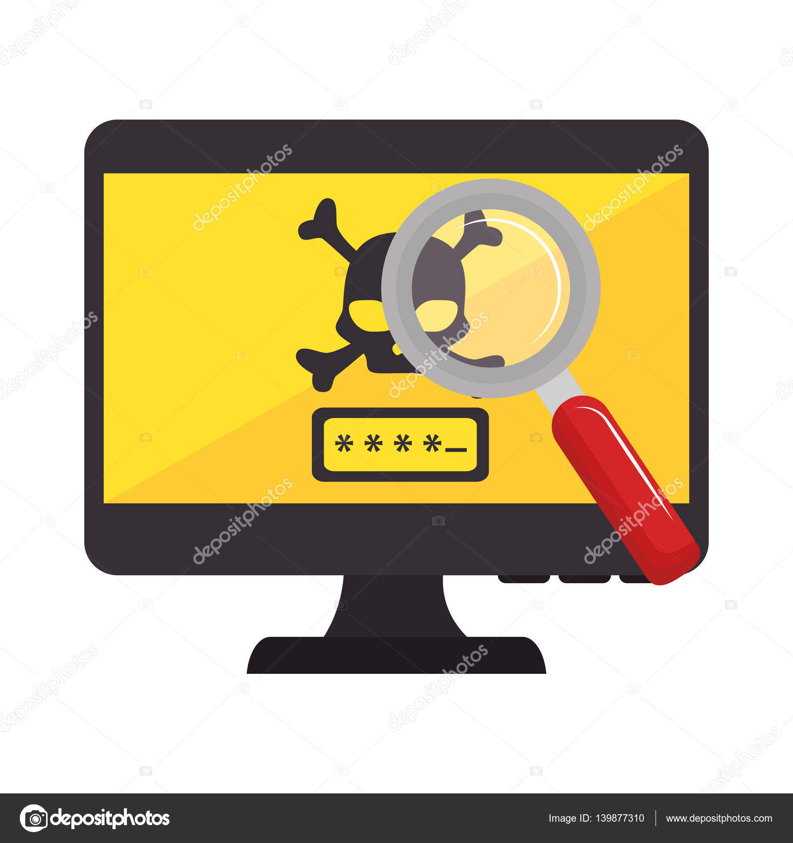Monitor desktop computer with security system Stock Vector Image by ...