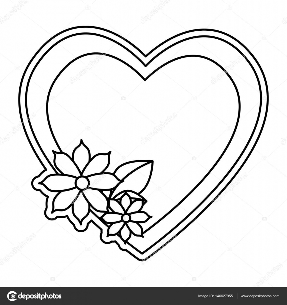 Hjerte Med Blomster Tegninger Hjerter Og Blomster Mønster Tegninger