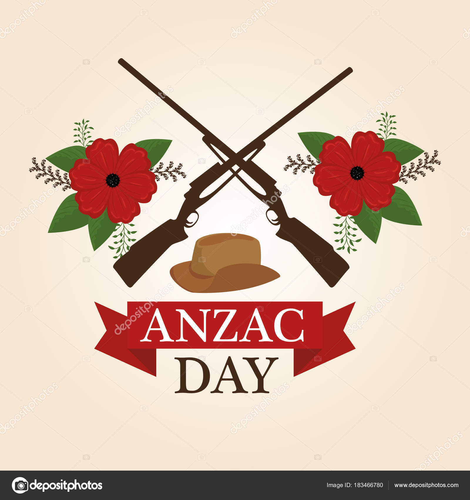 Anzac day poster with red poppy flower Stock Vector by ©yupiramos 183466780