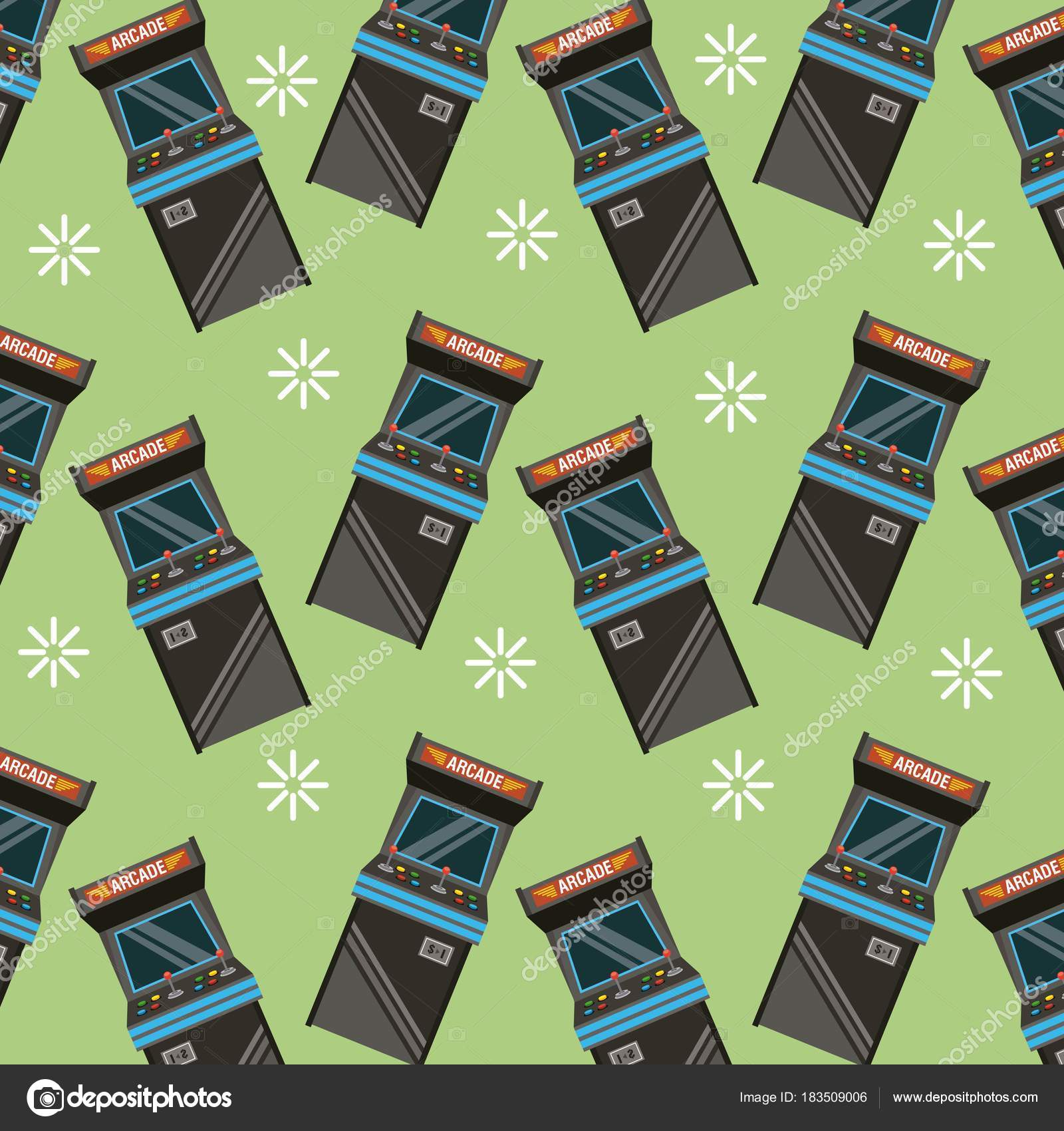 Classic arcade video game machines background Stock Vector by ...