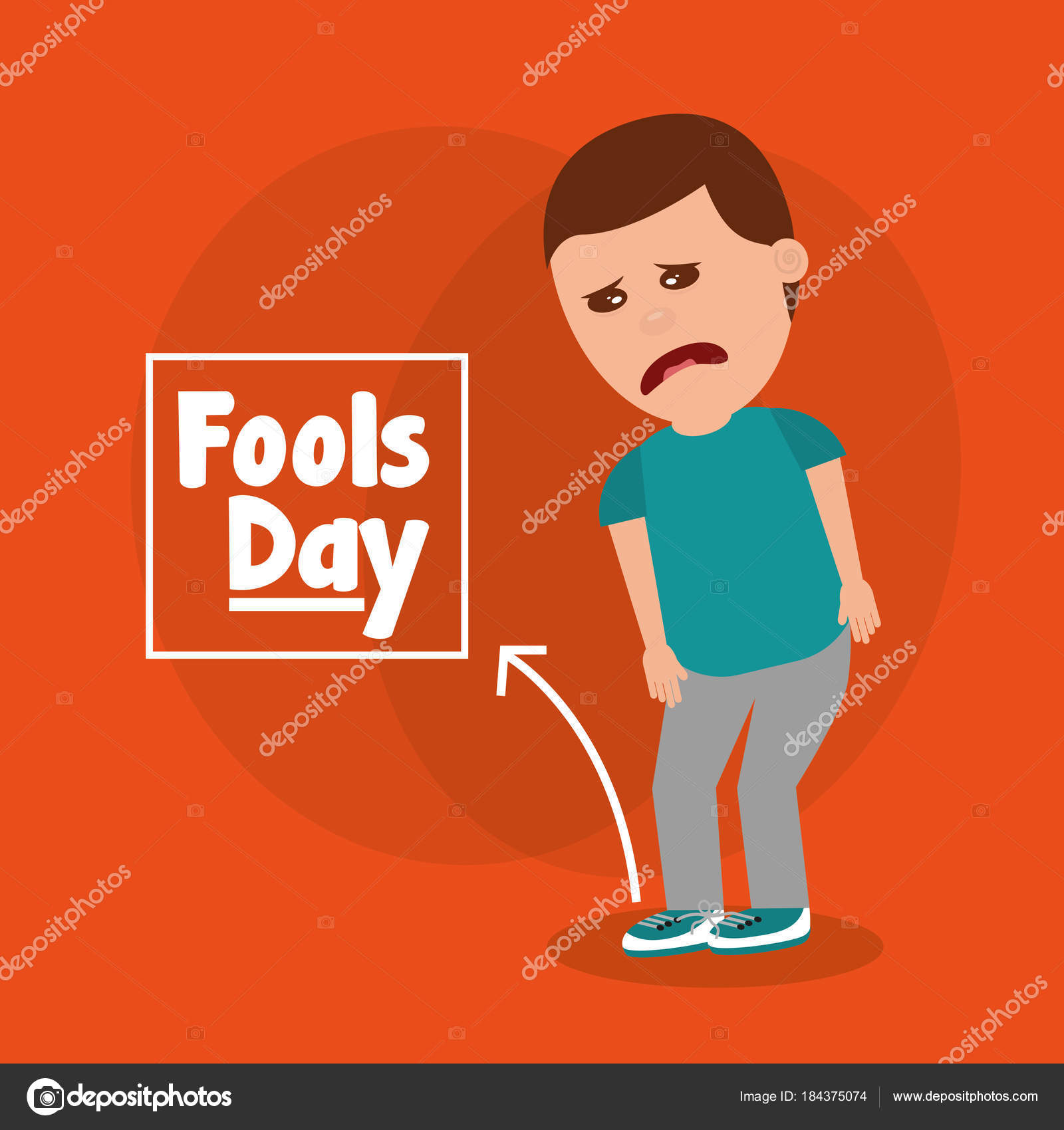 Sad man for joke of tied sholaces fools day Stock Vector Image by ...