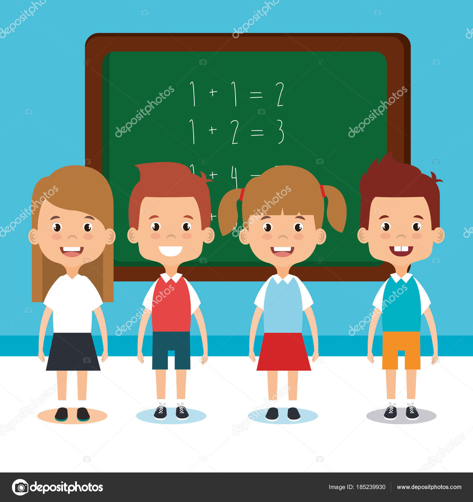 Pequeños estudiantes con caracteres avatares de pizarra Vector de stock ...