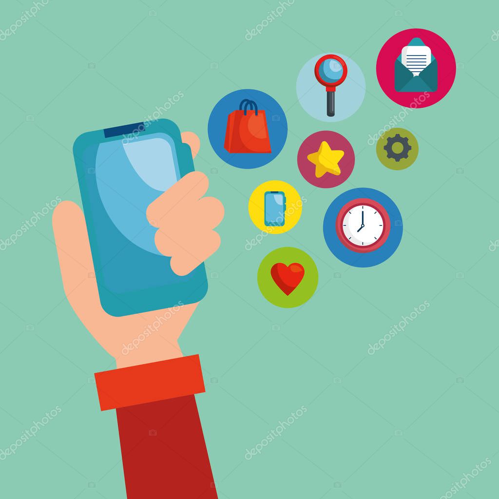 Mano con iconos de redes sociales 2022