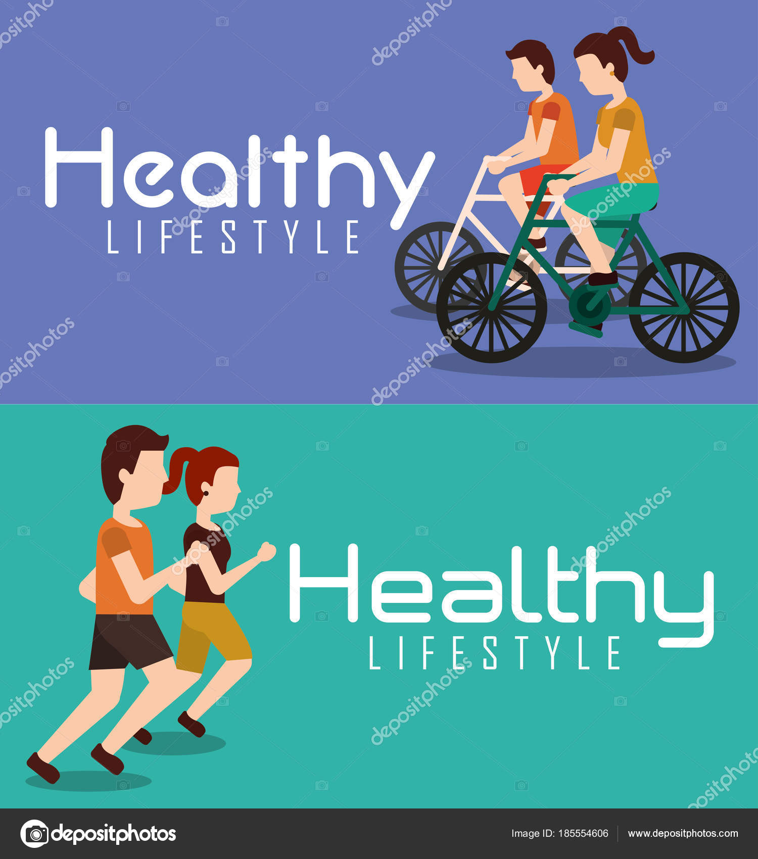 Deporte banners personas estilo de vida saludable actividad Vector de stock #185554606 de ©yupiramos