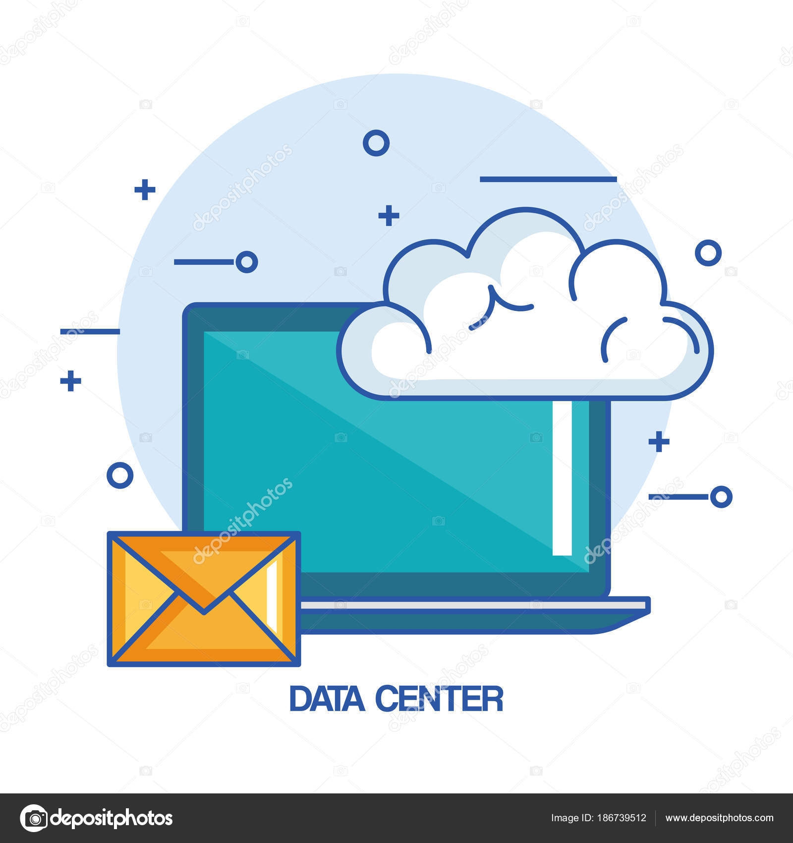 Data center laptop email cloud technology Stock Vector by ©yupiramos ...